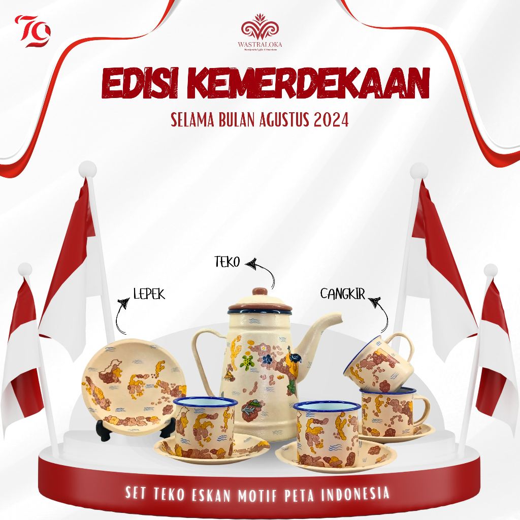Jual Set Teko Eskan Motif Peta Indonesia [Edisi Kemerdekaan] | Shopee ...
