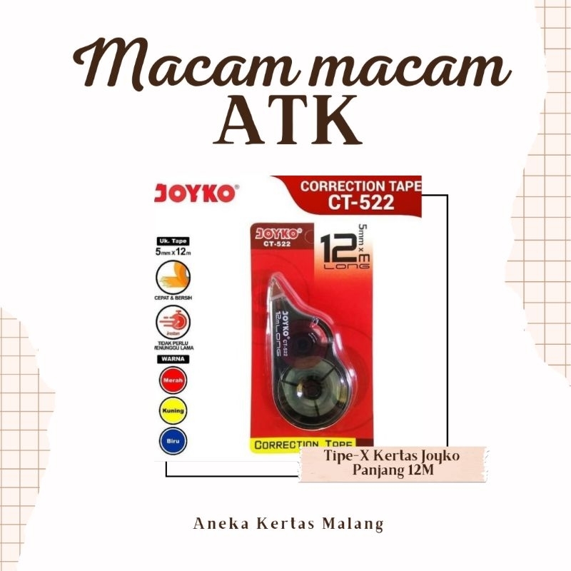 Jual Tipe X Joyko | Correction Tape Joyko Kertas | Tipe X Cair Kenko ...