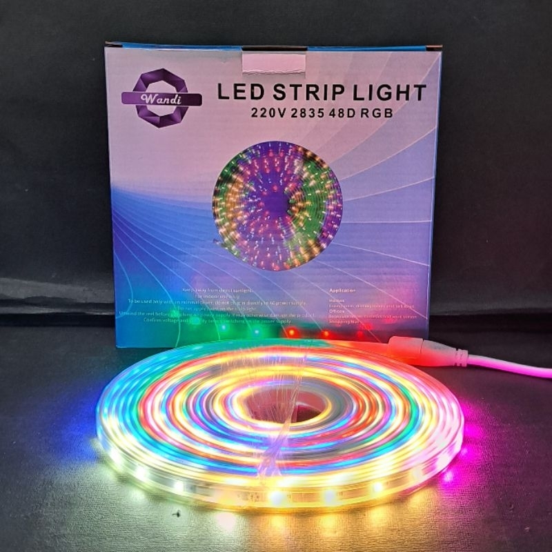Jual Lampu led strip light 8 Meter 220v 2835 48D RGB Wandi | Shopee ...