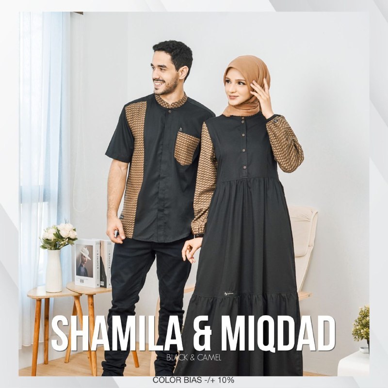 Jual GAMIS KOKO COUPLE DAMOZA SHAMILA & MIQDAD BLACK CAMEL || GAMIS ...