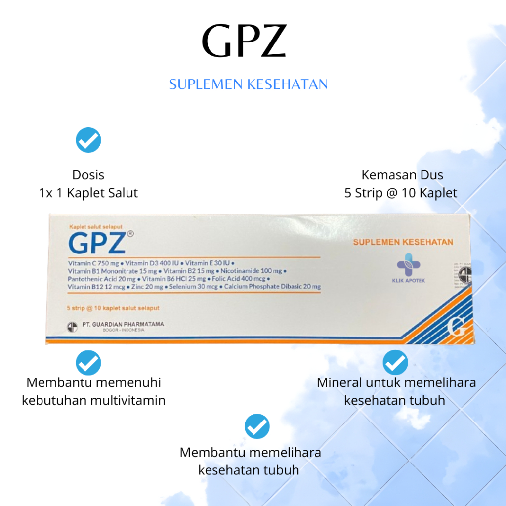Jual GPZ Multivitamin 50 kaplet salut selaput | Shopee Indonesia