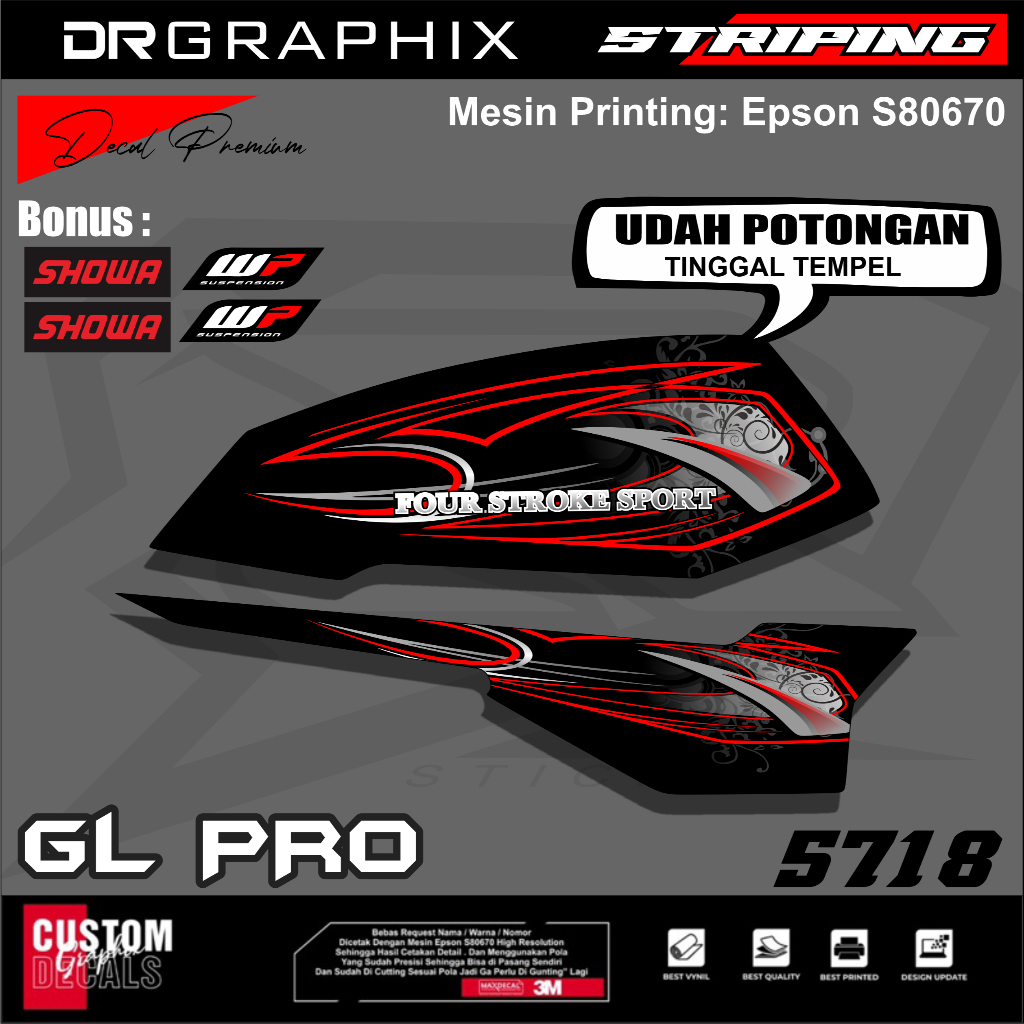 Jual Striping GL Pro Modif Merah Original, striping GL Pro Original ...