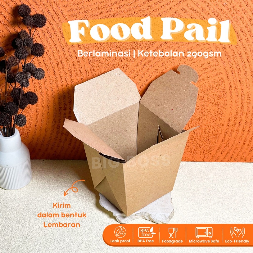 Jual Food Pail Kraft Medium Large 290gsm / Rice Box Kraft / Rice Bos ...