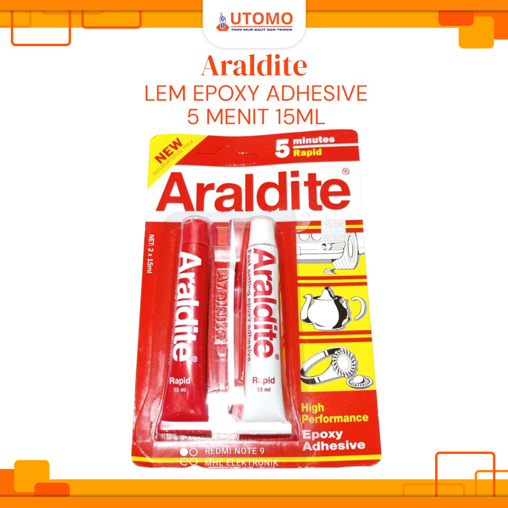 Jual Lem Epoxy besi ARALDITE rapid merah ASLI putih 5 menit 2 x 15ml ...