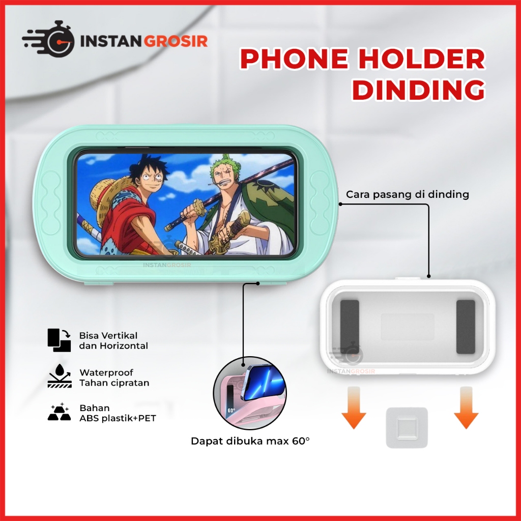 Jual Holder Tempel dinding waterproof kotak stand hp case phone holder ...
