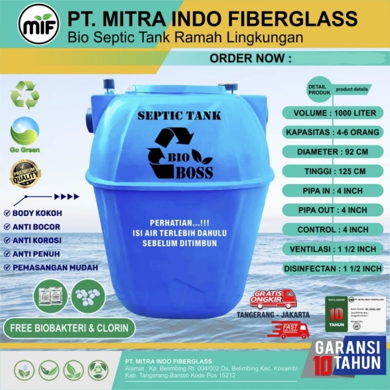 Jual septic tank 1000 liter.Biomif,Biotech,BioBoss,Biofil,Biofilter ...