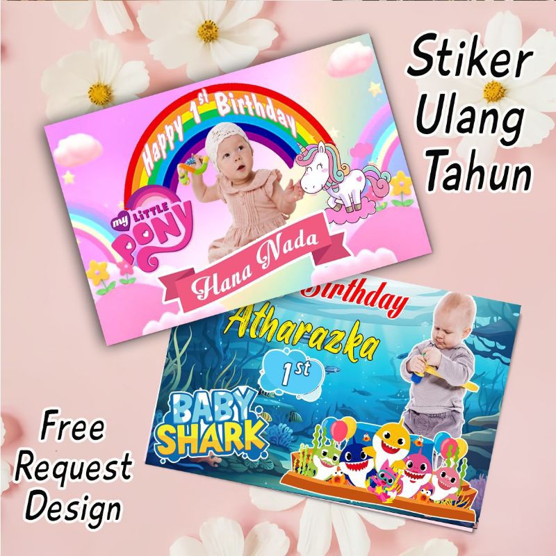 Jual stiker ulang tahun untuk hampers, nasi kotak, Snack box, sticker ...