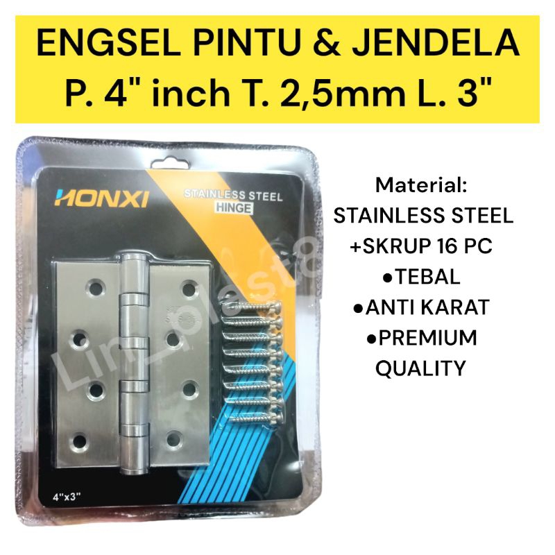 Jual ENGSEL PINTU DAN JENDELA UK 4" × 3"INCH TEBAL STAINLESS STEEL SUS ...
