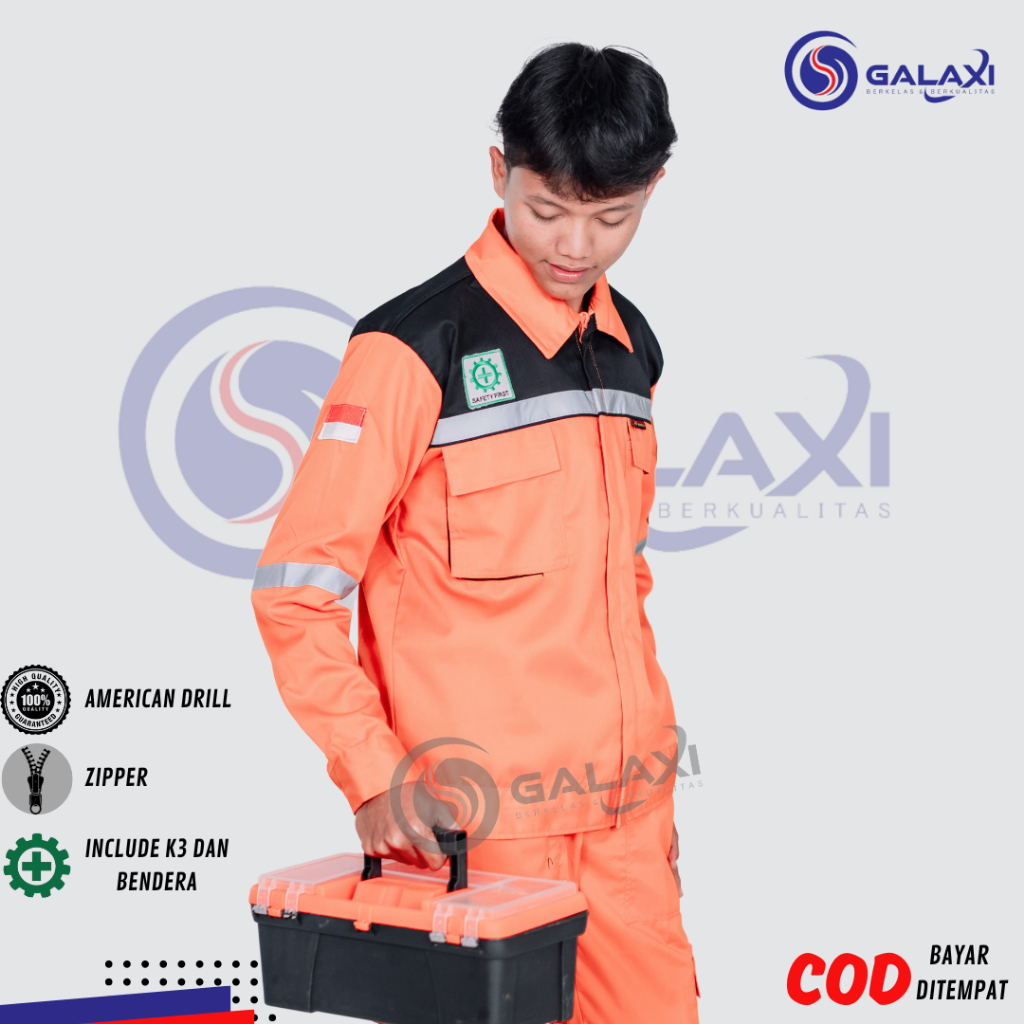 Jual Wearpack Safety Atasan warna Oren Kombinasi Hitam | Shopee Indonesia