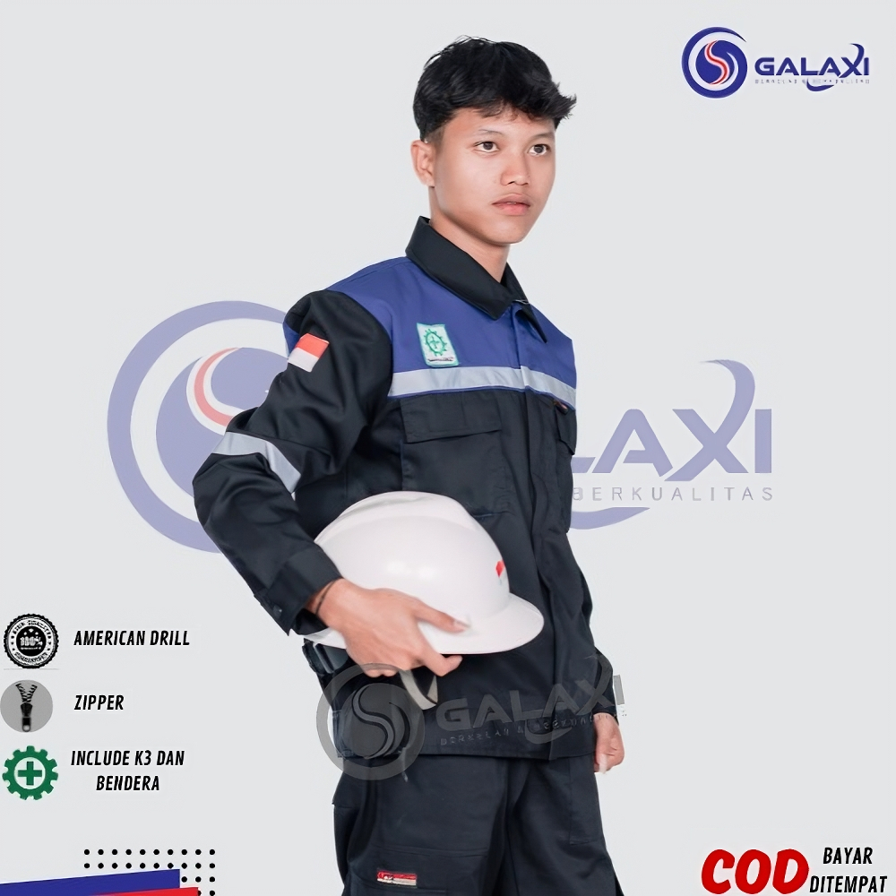 Jual WEARPACK ATASAN SERAGAM KERJA LENGAN PANJANG HITAM KOMBINASI ...