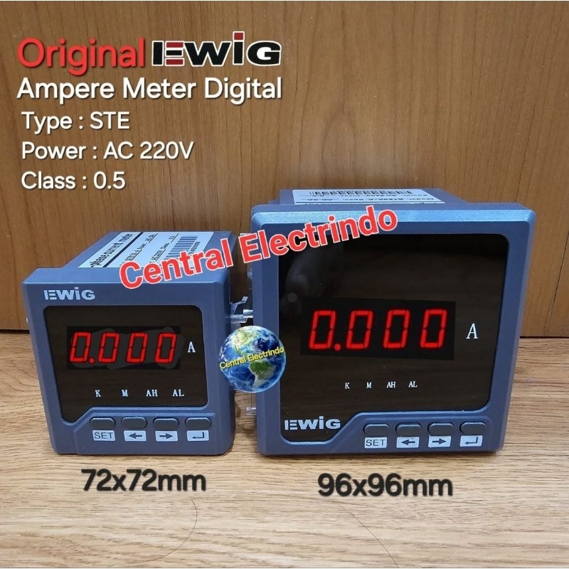 Jual Ampere Meter Digital EWIG Type STE-A 1 Baris Indicator AC 220V ...