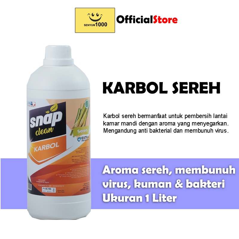 Jual SNAP CLEAN - KARBOL SEREH (PEMBERSIH KAMAR MANDI) 1 LITER/BOTOL ...