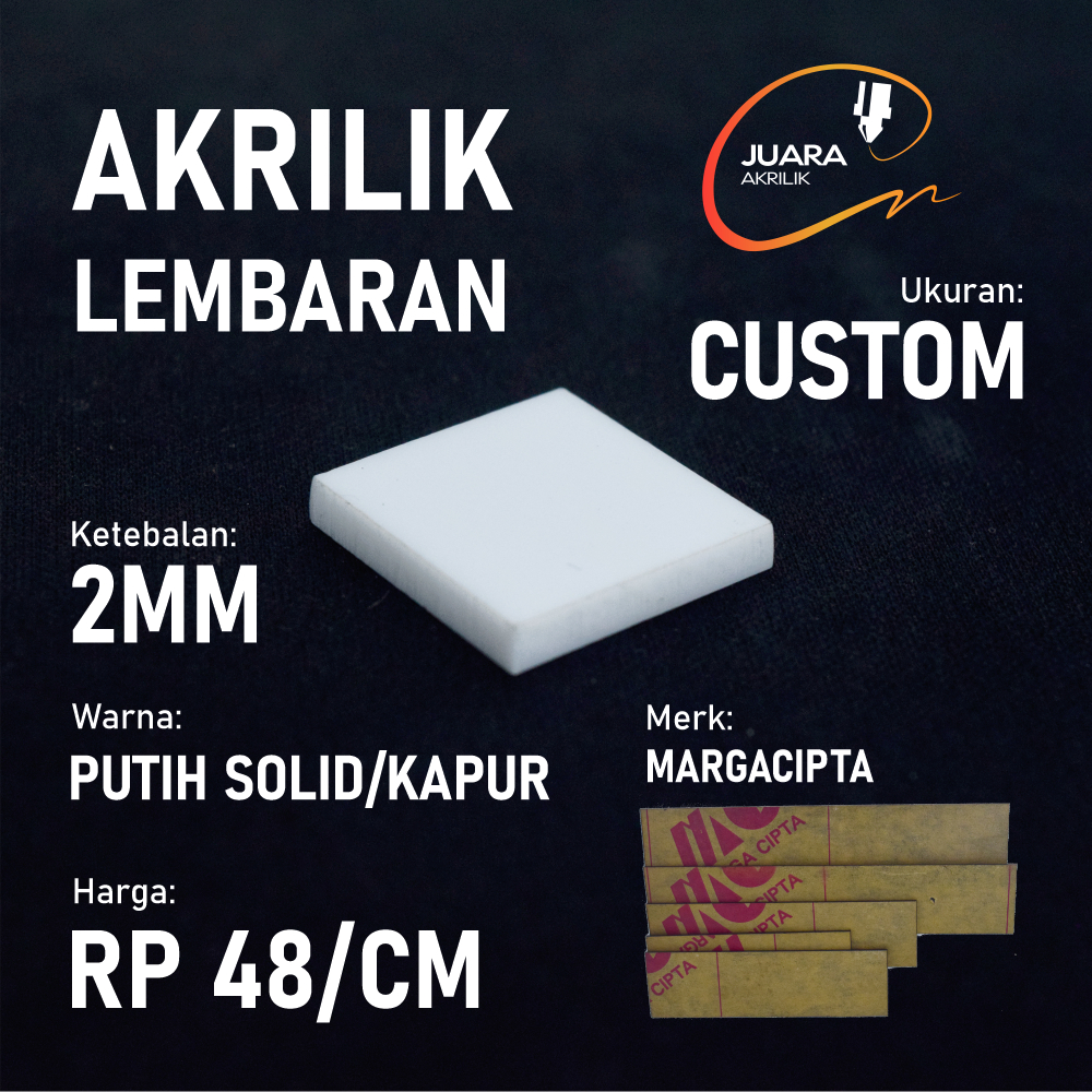 Jual Akrilik Lembaran 2mm Bebas Pilih Ukuran | PUTIH SOLID / KAPUR | Shopee Indonesia