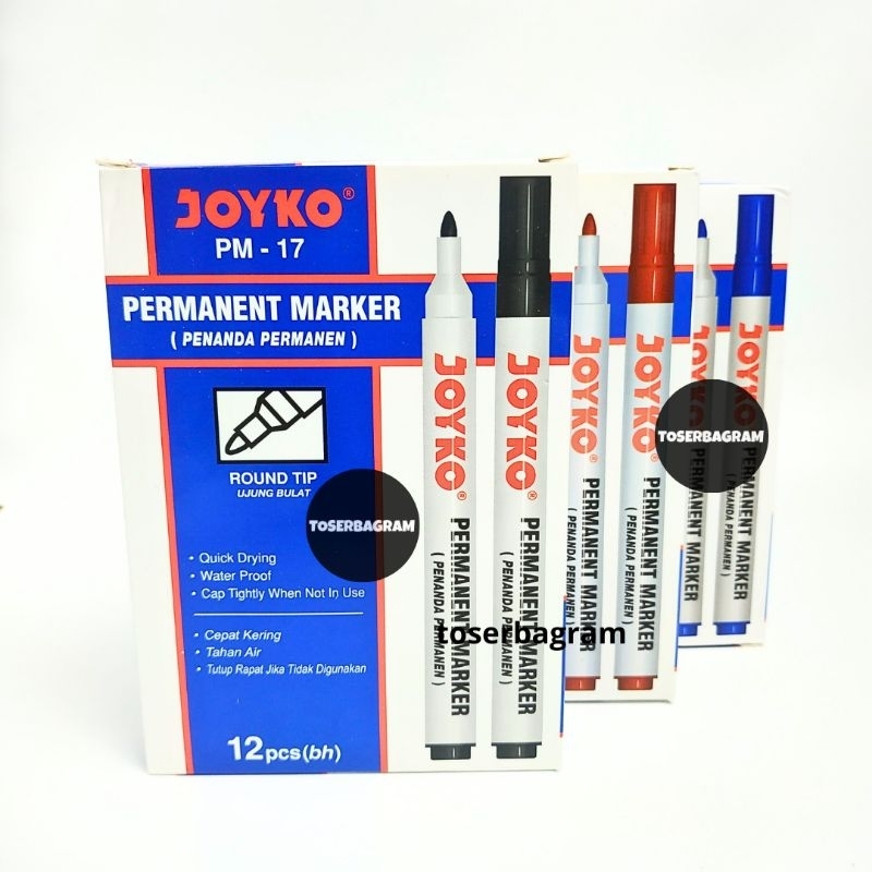 Jual Spidol Permanent Joyko PM (1 Pak / 12 PCS) | Shopee Indonesia