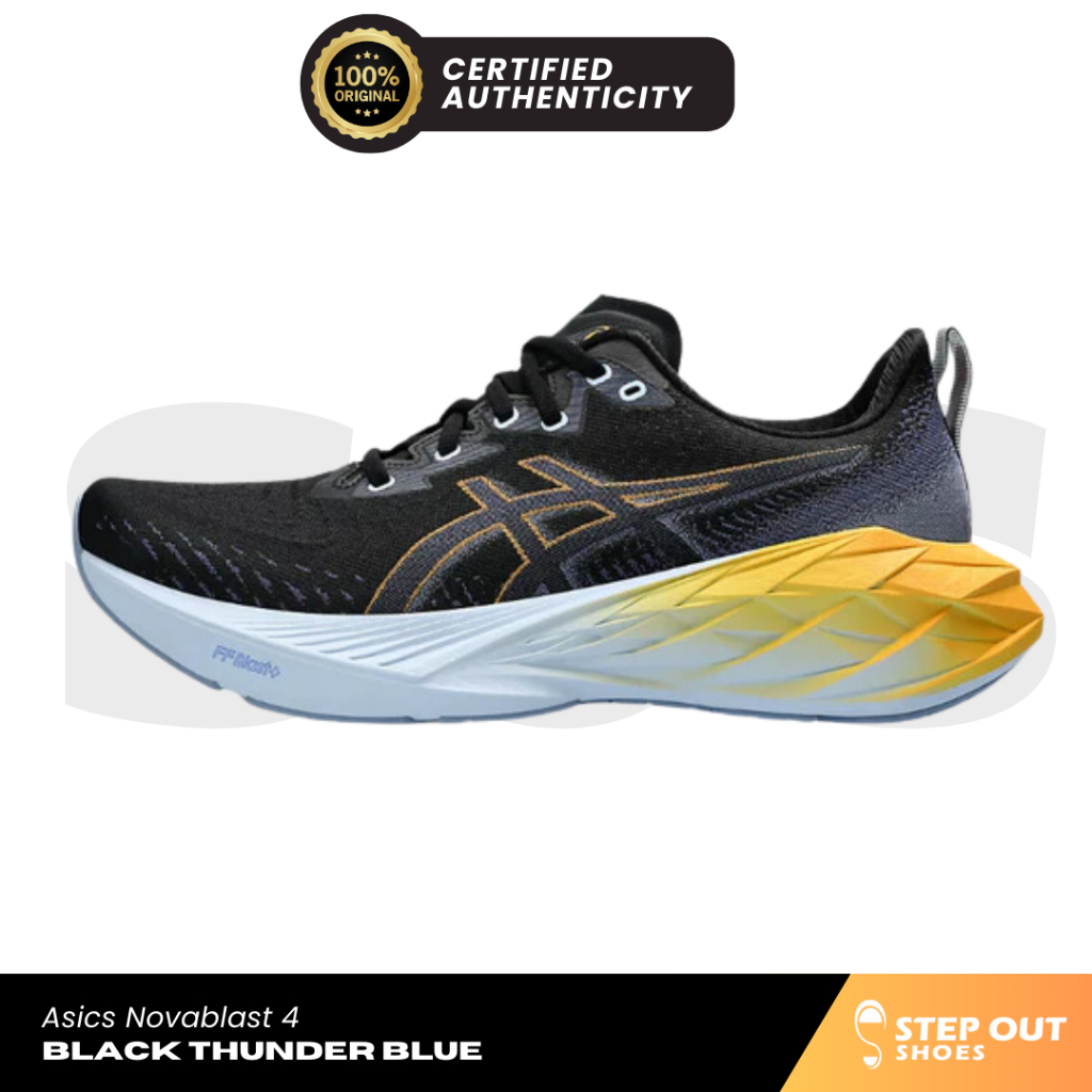 Jual Sepatu Running Asics Novablast 4 Black Thunder Blue | Shopee Indonesia