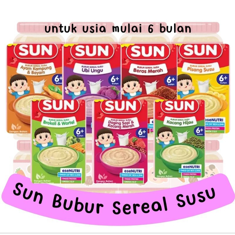 Jual SUN Bubur Sereal Susu Bayi 120 gr kacang hijau beras merah pisang ...