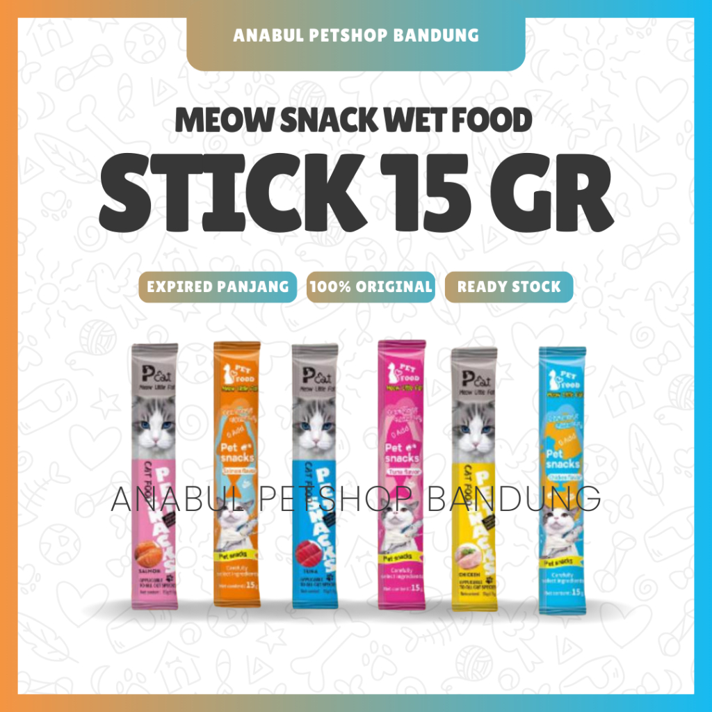 Jual ANABUL BDG | Makanan Snack Kucing Basah MEOW 15 gram Satuan ...