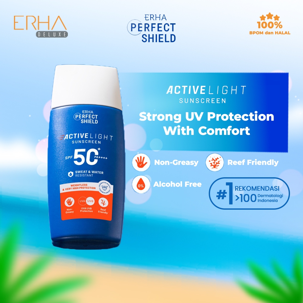 Jual ERHA Perfect Shield Sunscreen Active Light SPF 50+ Water Resistant Tabir Surya Tahan Air ...