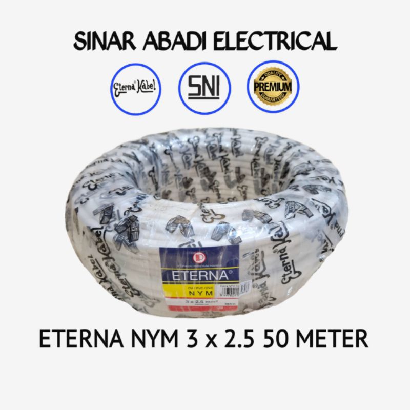 Jual ETERNA Kabel Listrik NYM 3x2.5 3x2,5 Kawat Tembaga SNI LMK - 50 Meter | Shopee Indonesia