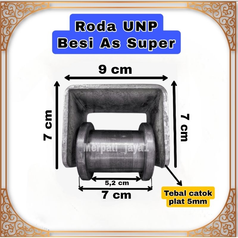 Jual Roda pagar UNP 5 cm besi as super rel 52mm pagar | Shopee Indonesia