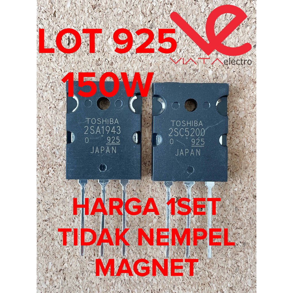 Jual 10 SET TRANSISTOR A1943 C5200 LOT 725/925 150W TOSHIBA 2SA1943 2SC5200 A 1943 C 5200 ups ...