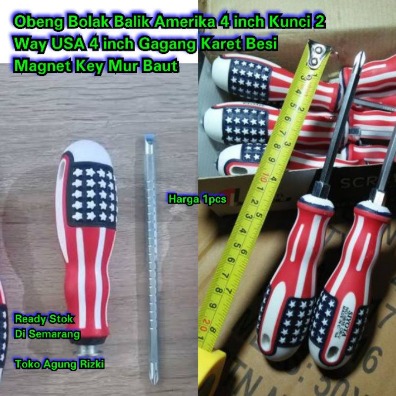 Jual Kunci Obeng Bolak Balik Amerika 4 inch 2 Way USA 4 inch Gagang ...