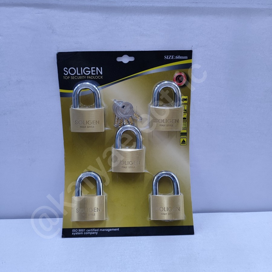 Jual Gembok Master Key Soligen Set Isi 5pcs Kunci Komputer 40mm 50mm ...