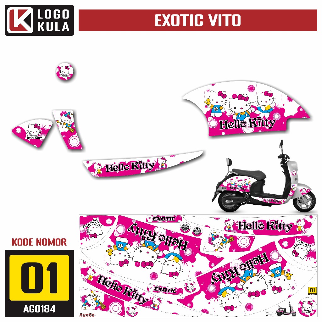 Jual Stiker Striping Motor Listrik Exotic Vito Motif Hello Kitty AG0184 ...