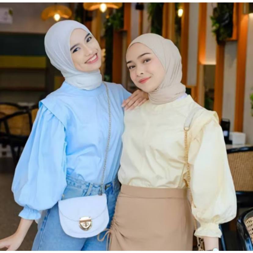 Jual Moni Blouse Katun Linen - Blouse Puffy Lengan Balon - Atasan Wanita Korean Style | Shopee ...