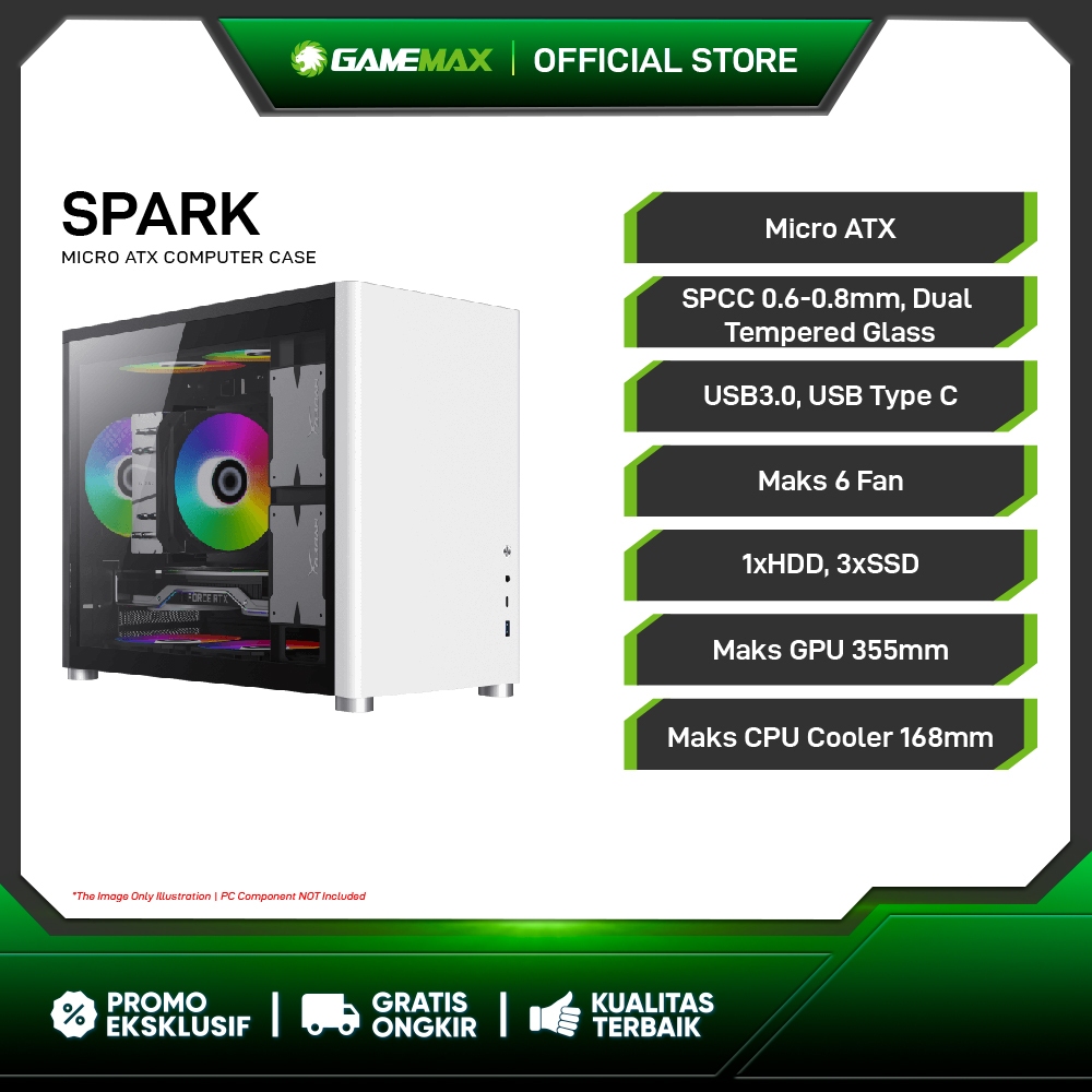 Jual GameMax Spark M-ATX Desktop Gaming Computer Case | Shopee Indonesia