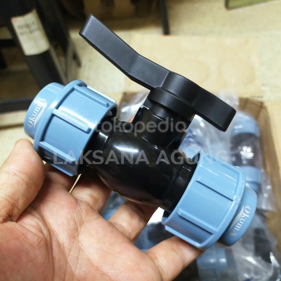 Jual Okuma - Ball Valve Hdpe Compression 2 inch | Stop kran Hdpe 63 mm | Shopee Indonesia