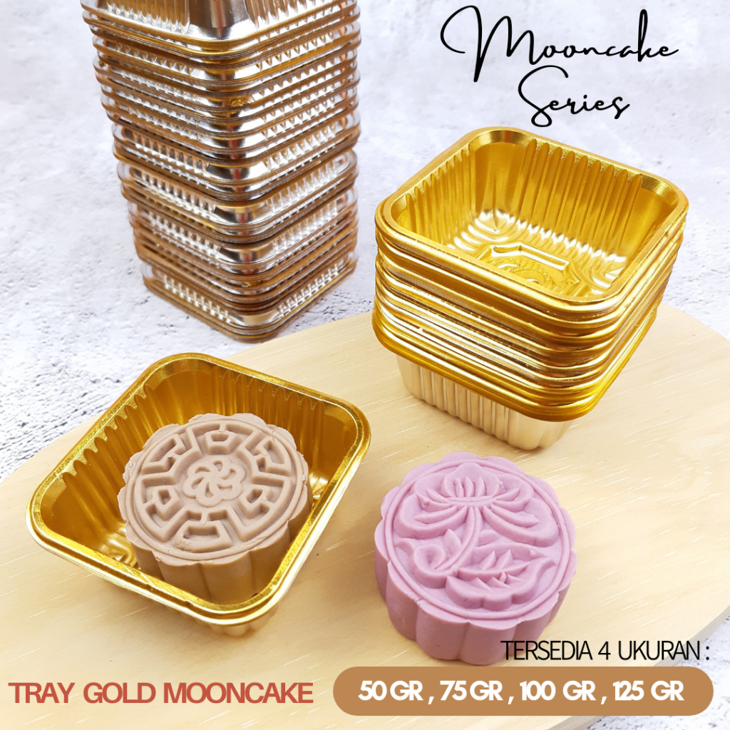 Jual (100pcs) Mika Tray Gold Mini Puding Cake Mooncake / Tray Plastik ...