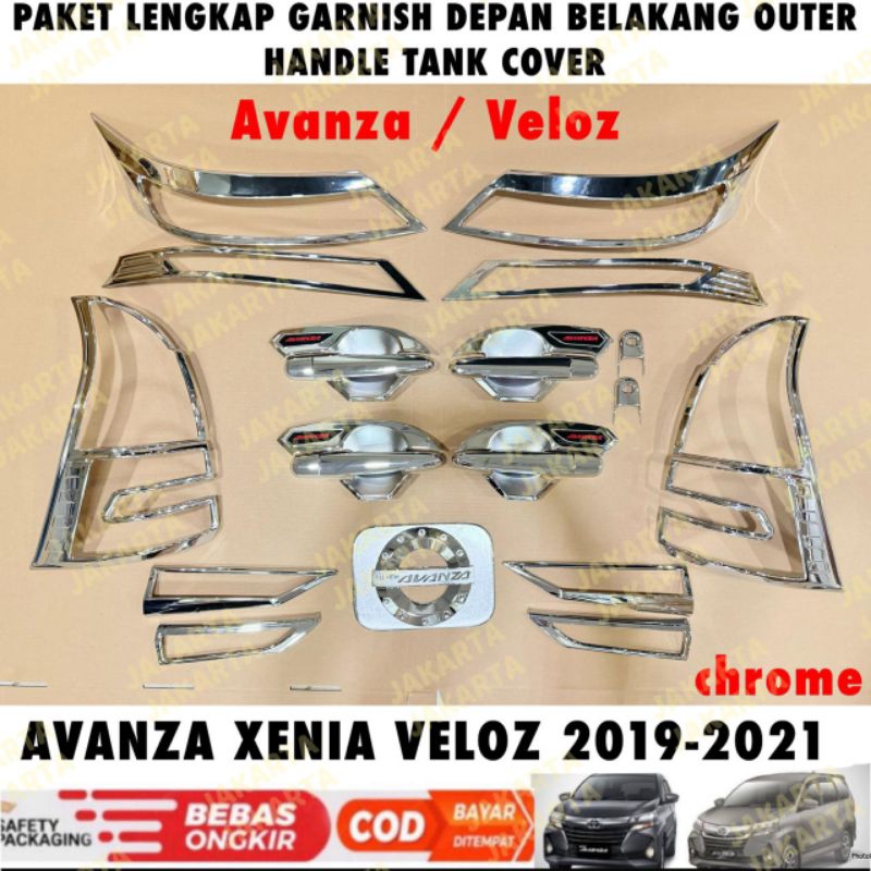 Jual Paket Lengkap Garnish Depan Belakang Outer Handle Tank Cover Avanza Xenia Veloz 2019 2021 ...