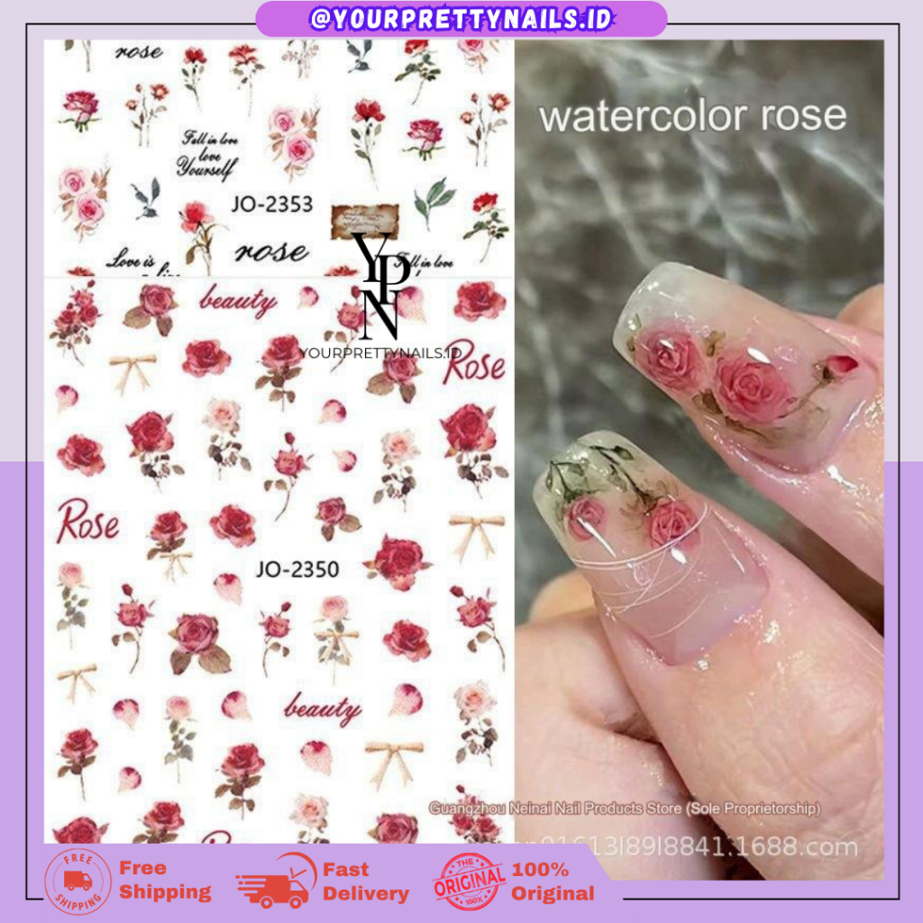 Jual Sticker Red Flower Nail Art/Stiker kuku embos / timbul hello kitty ...