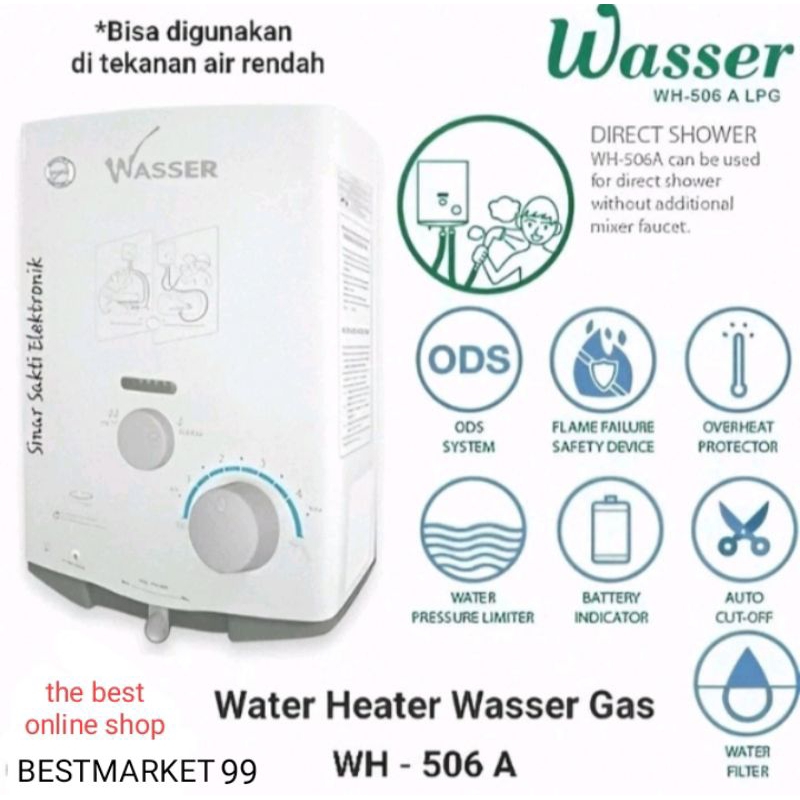 Jual PROMO WATER HEATER GAS WASSER WH 506A / 501A LPG 5 LITER GARANSI RESMI | Shopee Indonesia