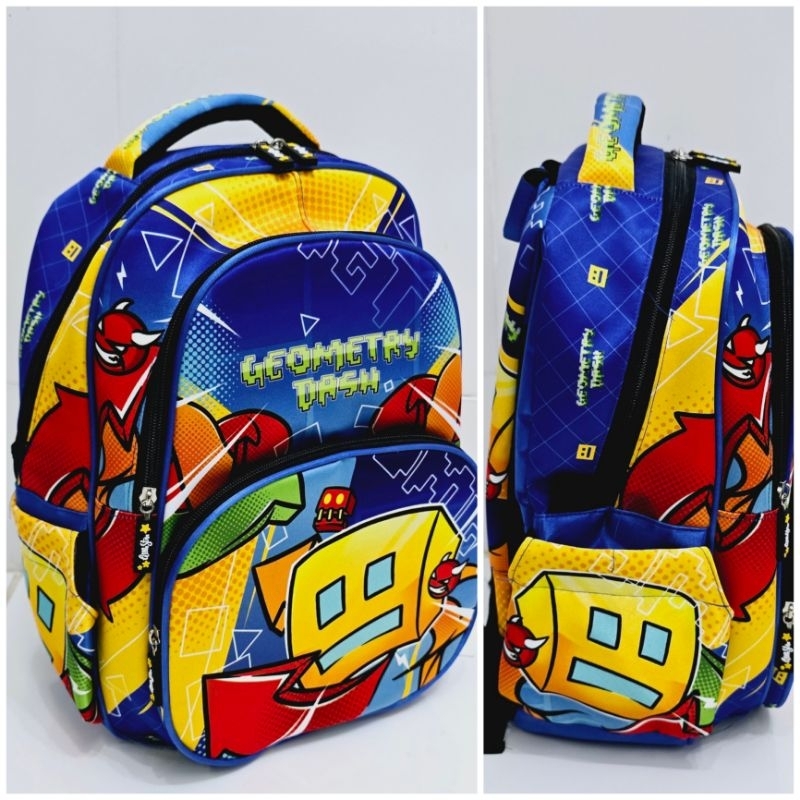 Jual Tas Ransel Sekolah GEOMETRY DASH 12" - 15" -18" PAUD TK SD | Shopee Indonesia