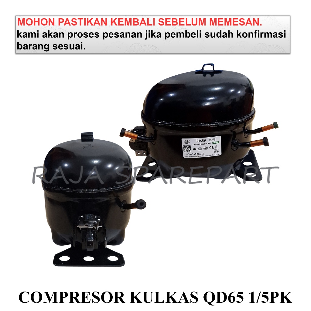 Jual CKQ5 KOMPRESOR KULKAS / COMPRESSOR / COMPRESOR KULKAS QD65 1/5 PK ...
