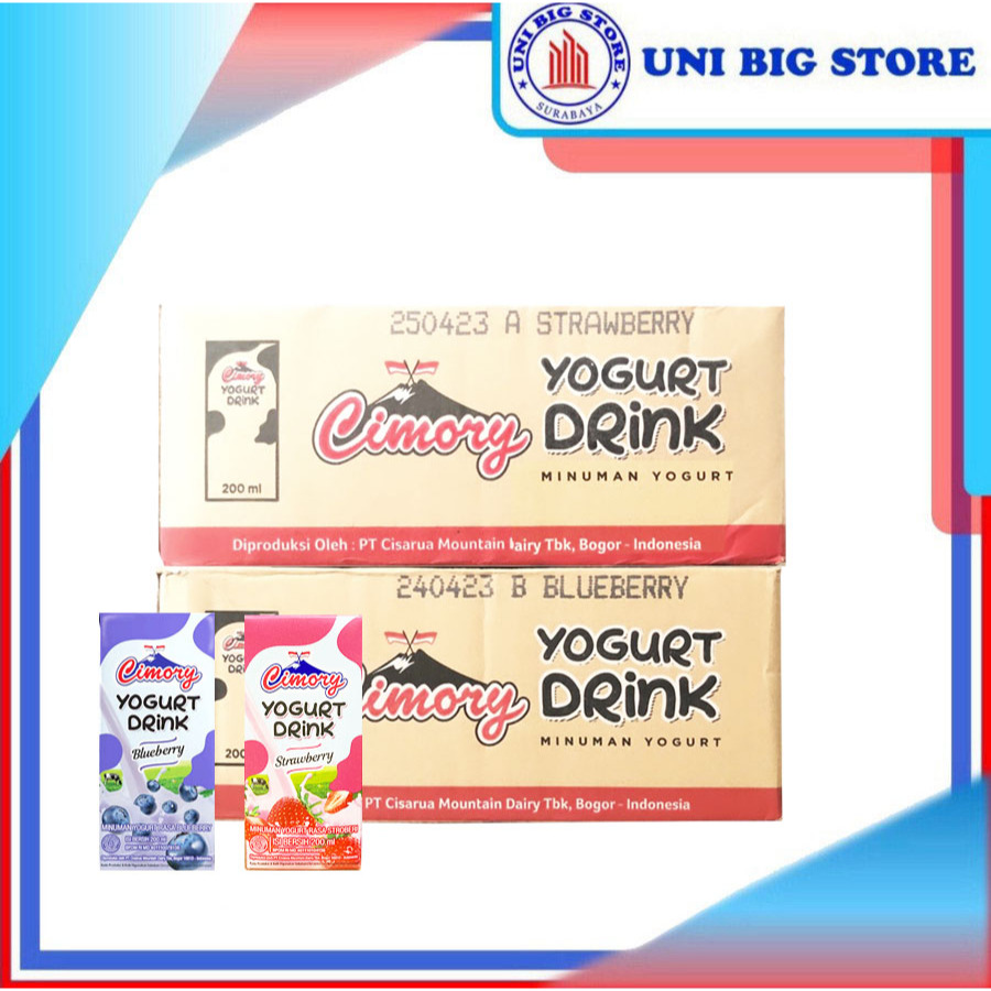 Jual Cimory UHT Yogurt Original Strawberry BlueBerry 200 ml x 24 pcs DUS | Shopee Indonesia