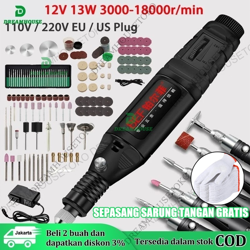 Jual 13W Mesin Mini Grinder 132pcs Grafir Bor Gerinda Ukir gerinda ...