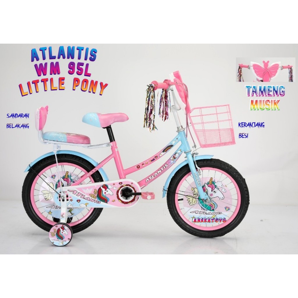 Jual Sepeda Mini Anak Perempuan Atlantis 95L Keranjang Besi 16,18x2.50 ...
