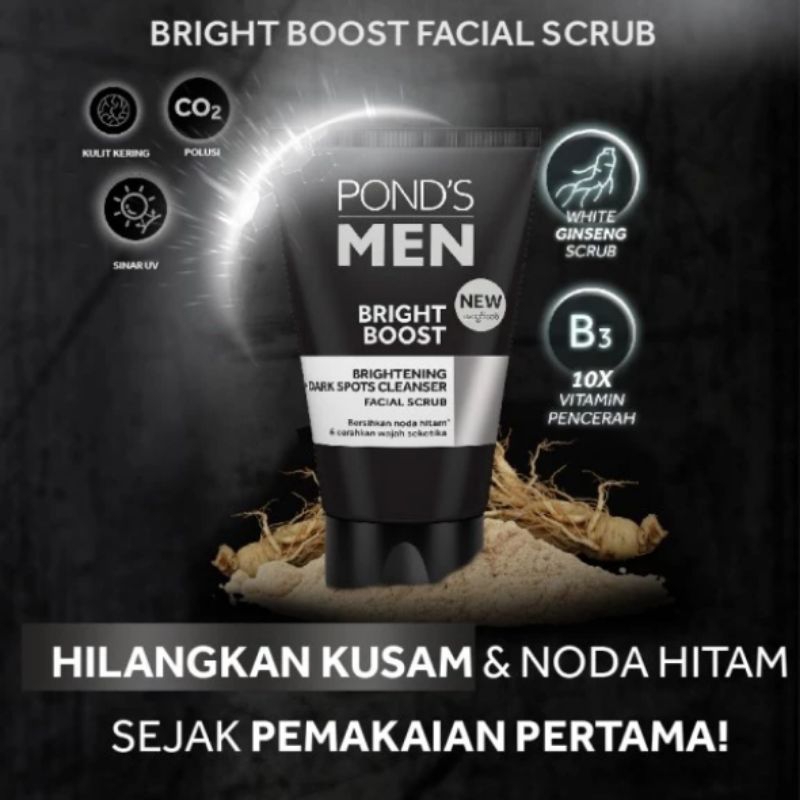 Jual Ponds MEN Bright Boost Facial Scrub 100gr | Shopee Indonesia
