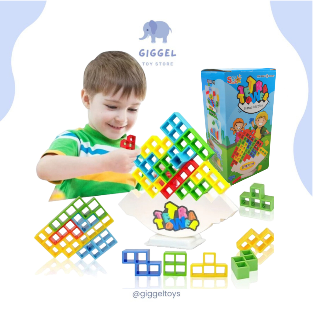 Jual [ Giggel ] Mainan Edukatif Anak Balancing Block Tetris Tetra Tower ...
