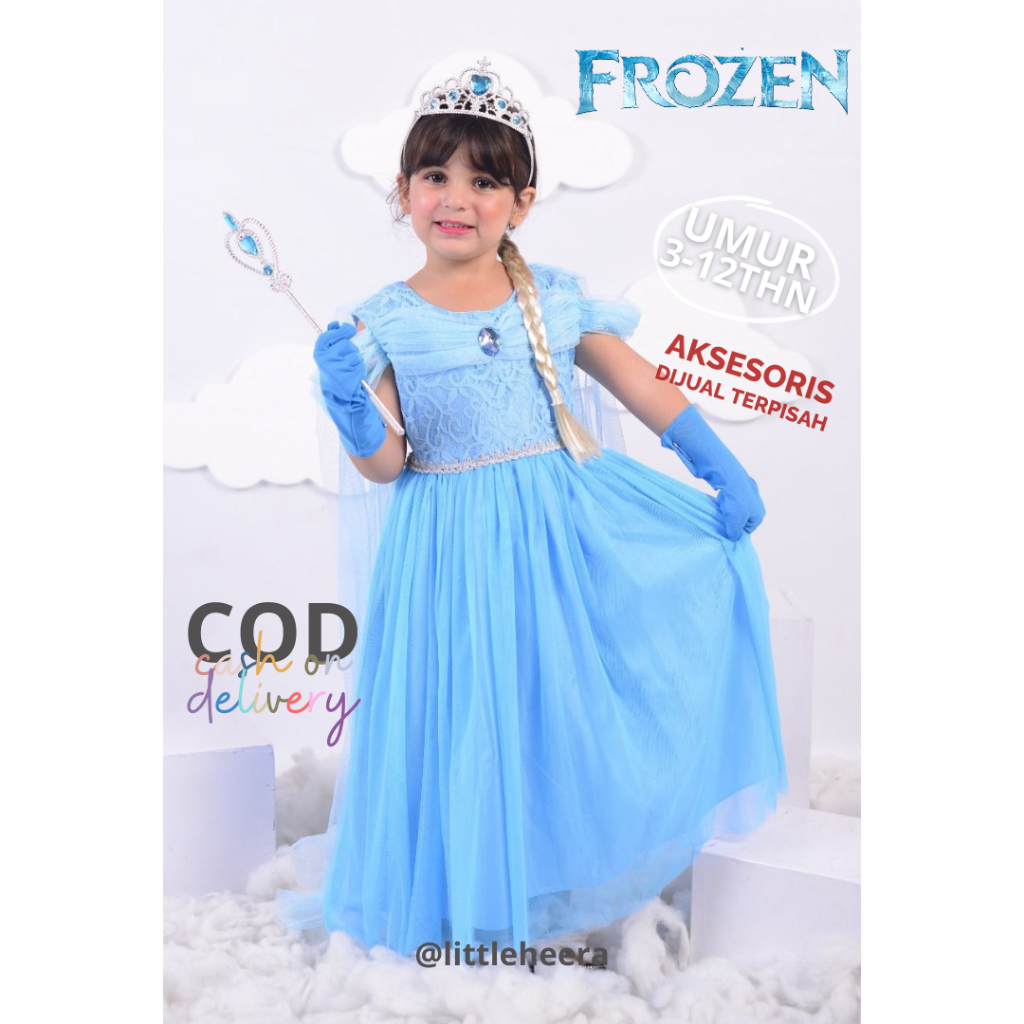 Jual [Little Heera] Baju elsa frozen anak lengan lace / baju frozen ...
