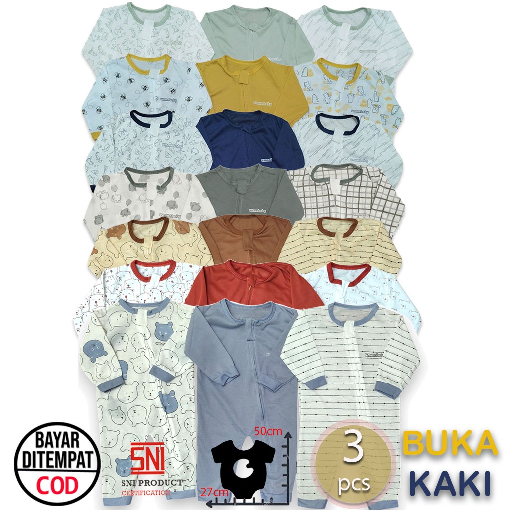 Jual ummababyshop 3 pcs Sleepsuit Bayi Baru Lahir Buka Kaki Romper Bayi ...