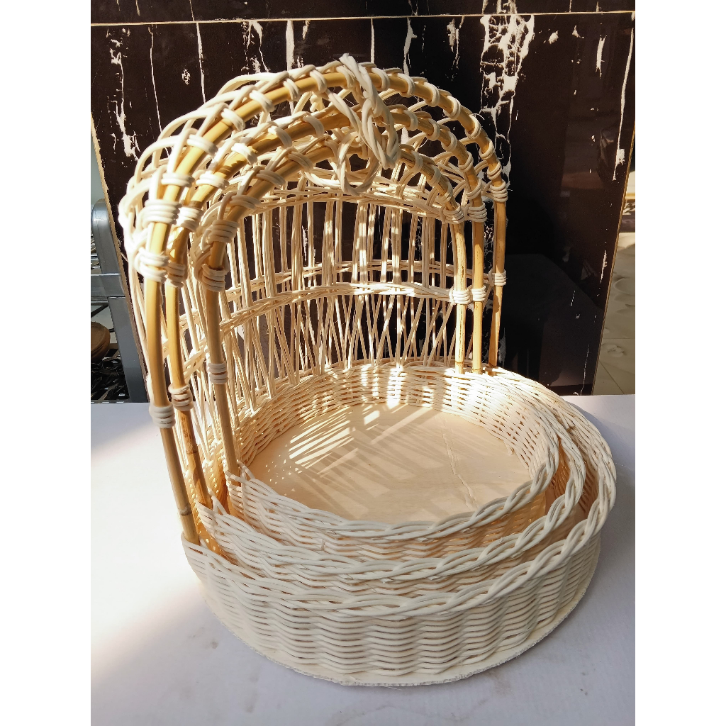 Jual Keranjang Parcel Rotan Bulat/Keranjang seserahan Rotan Ayunan 1 ...