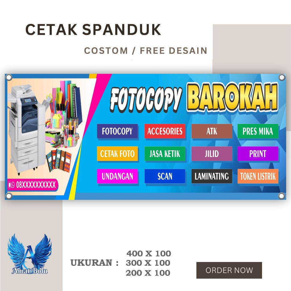 Jual Spanduk Banner FOTOCOPY BAROKAH UKURAN 400X100 BISA REQUEST.F | Shopee Indonesia