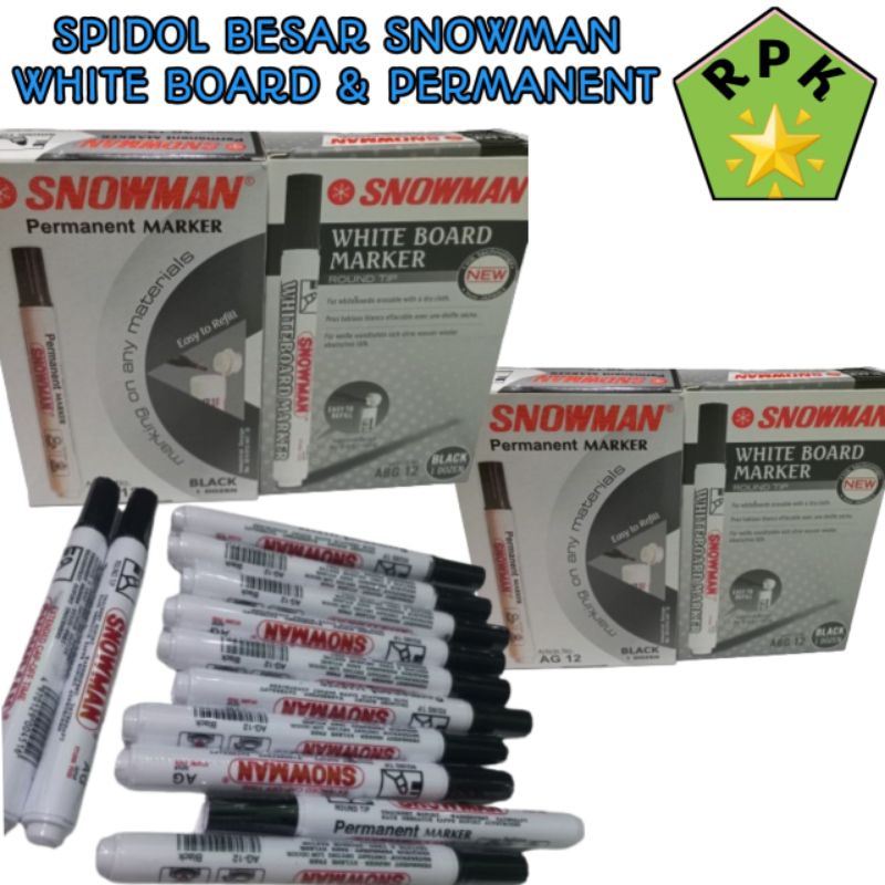 Jual Spidol Hitam Besar snowman white board dan permanent | Shopee ...