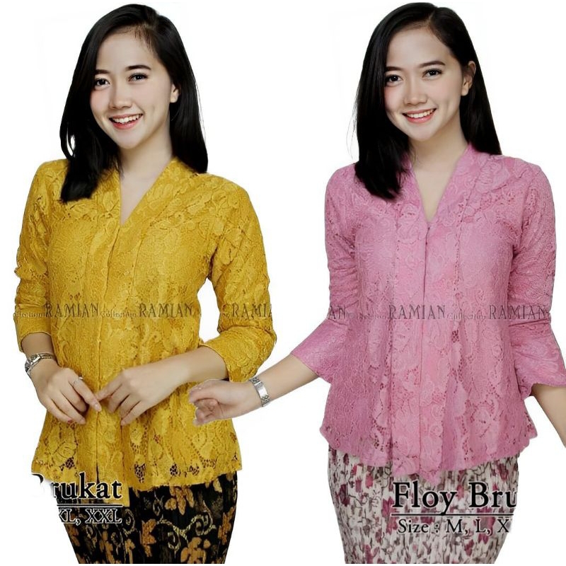 Jual Atasan Kebaya Brokat Kebaya Jumbo Ld 130 Baju Kondangan Modern Floy Lengan 7/8 | Shopee ...