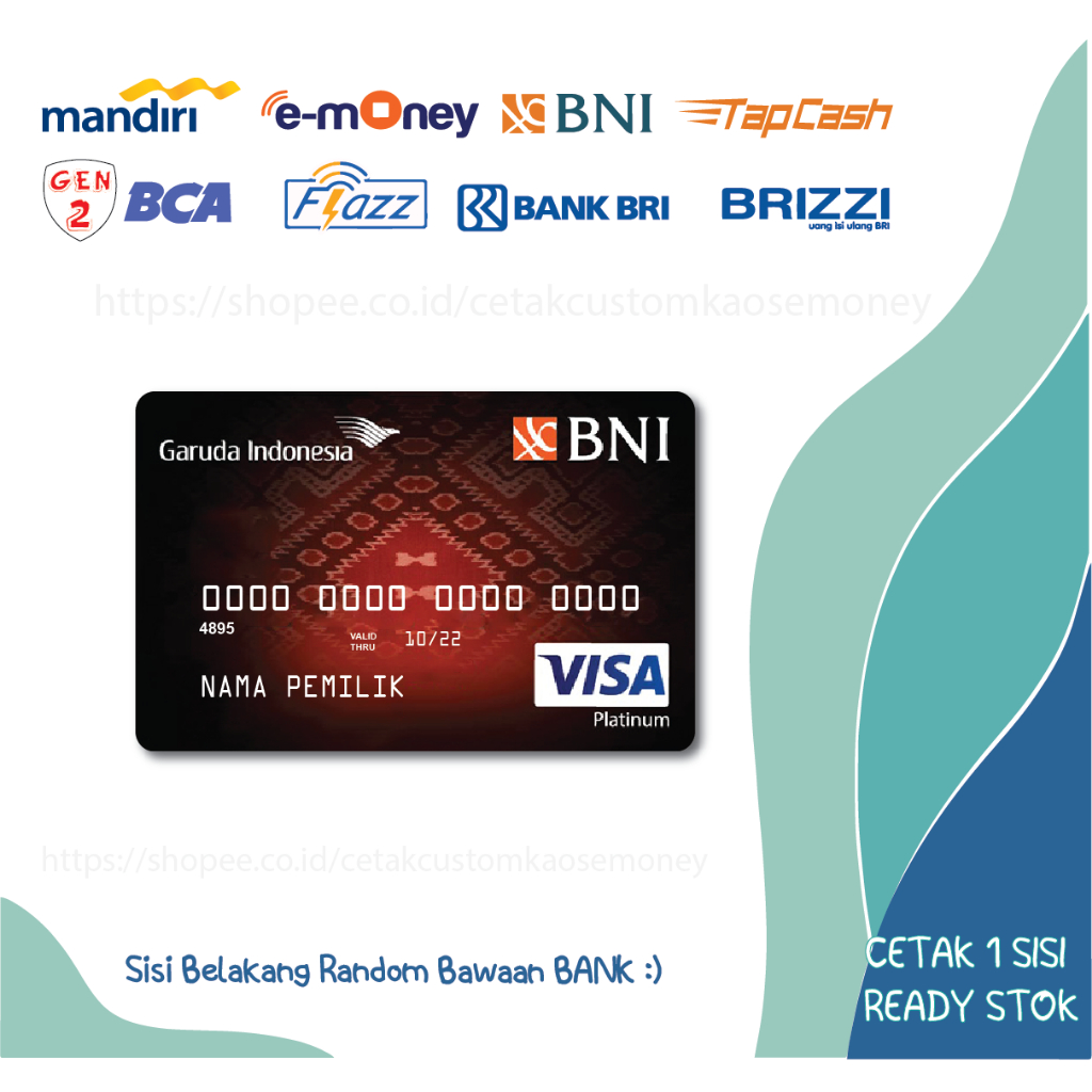 Jual KARTU EMONEY ETOLL KARTU GARUDA INDONESIA BNI VISA PLATINUM CARD E ...