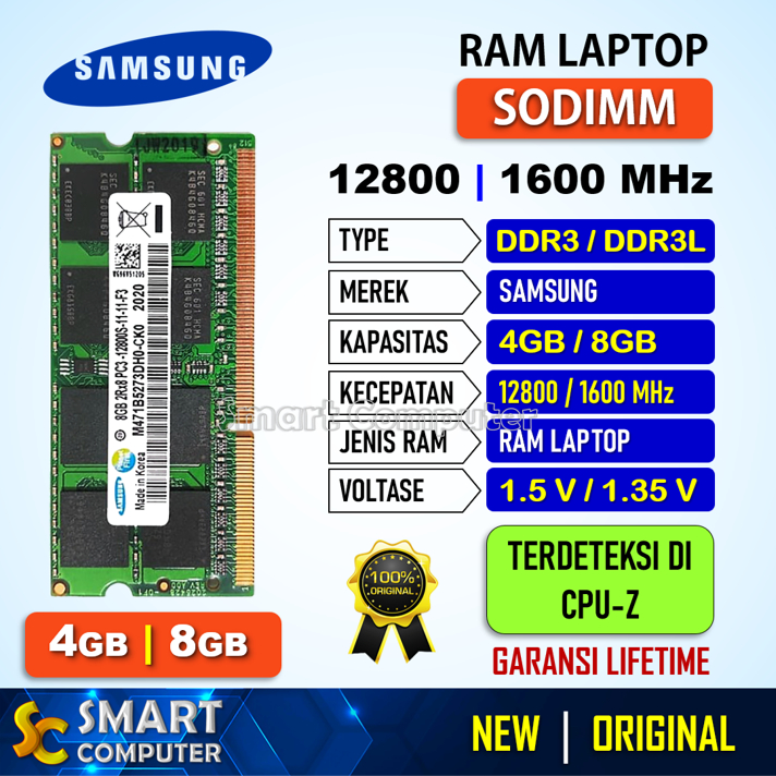 Jual RAM Samsung SODIMM DDR3 / DDR3L 8GB 4GB Laptop - PC12800 / 1600 MHz | Shopee Indonesia